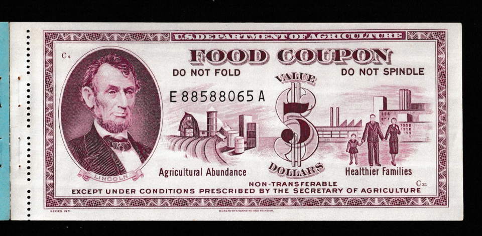 FOOD STAMP COUPON USDA $5.00 USDA AGRICULTURE scrip TOKEN GEM UNC | eBay