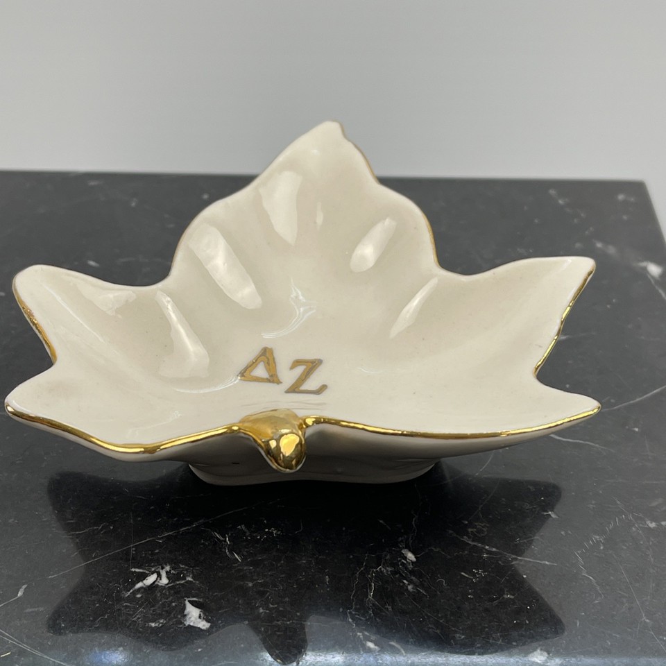Vtg 1950s Hand Painted Maple Leaf Delta Zeta Trinket Dish Porcelain | eBay