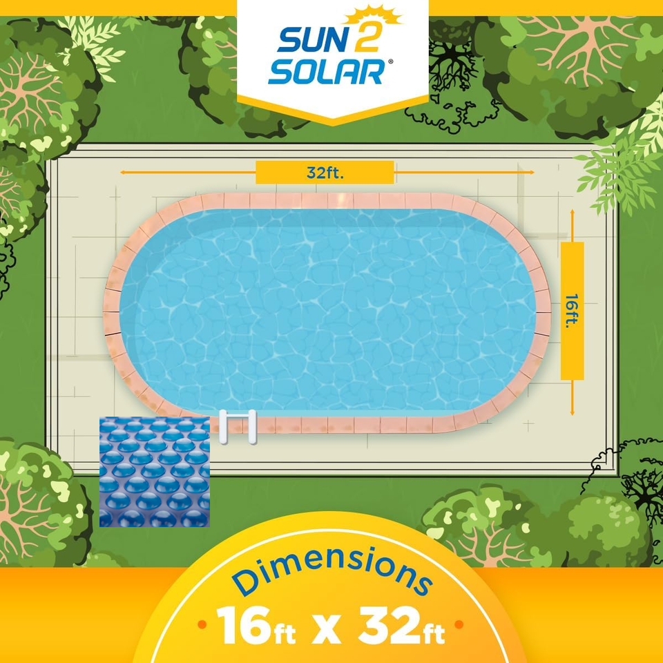 Sun2Solar 1600 Series Oval Ultimate Solar Heating Pool Cover - (Choose ...