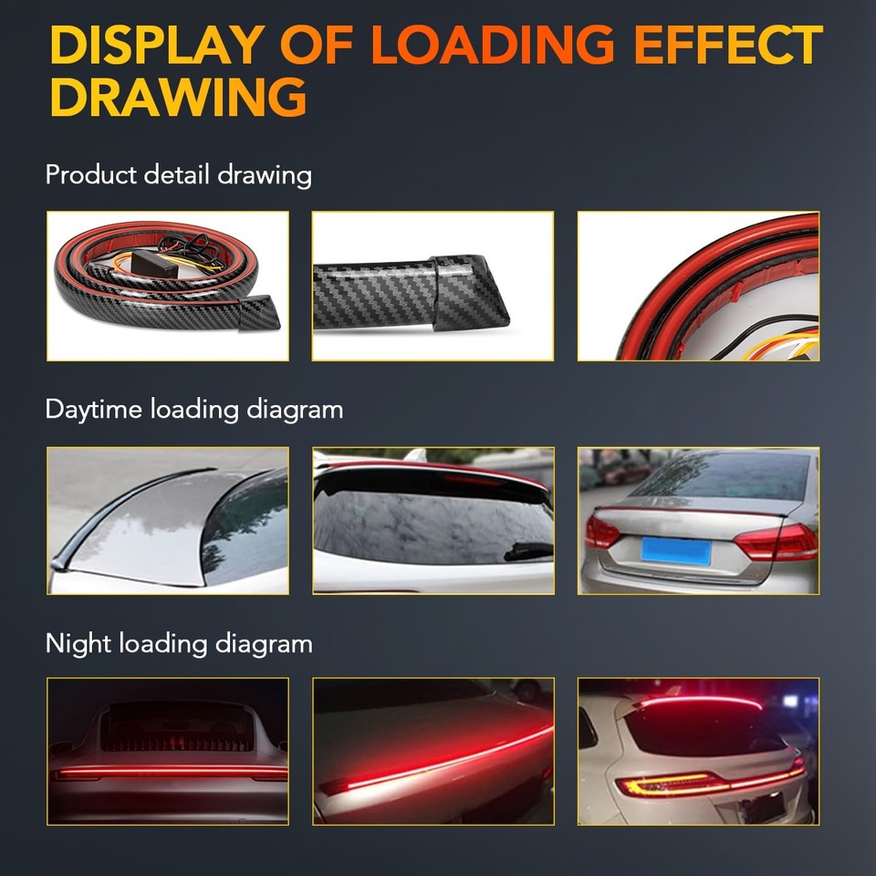 47inch Car LED Rear 3rd Stop Brake Strip Light Windshield Tail Lamp Driving Bar | eBay UK