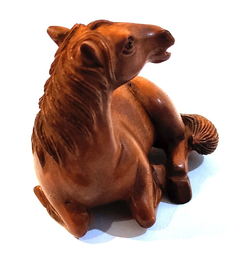 Y8269 - 2" Hand Carved Boxwood Netsuke - Handsome Horse | eBay