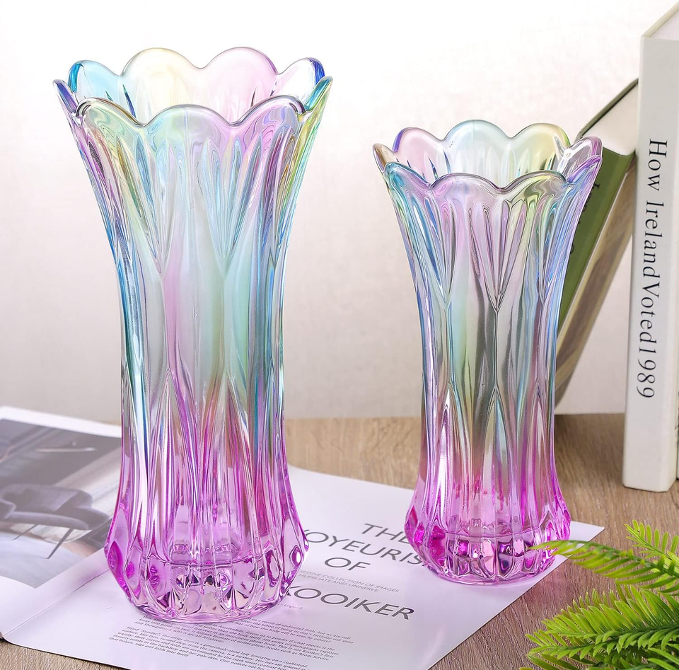 12 Inch Decorative Crystal Glass Colorful Vase for Centerpieces,Smoking ...