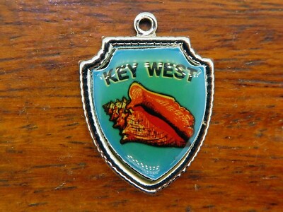 Vintage silver KEY WEST FLORIDA STATE CONCH SEASHELL TRAVEL SHIELD ...