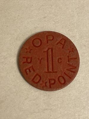 Rare Old US WW2 Vintage/Antique WWII War Ration OPA*RED*POINT Token ...