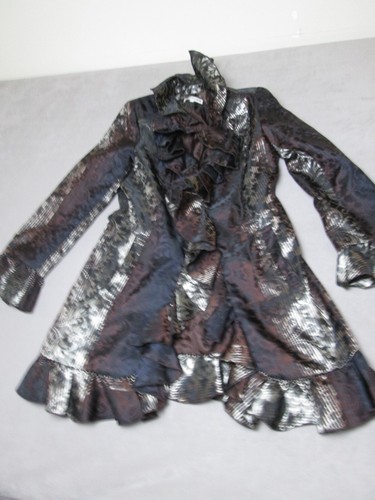 Passion Concept Jacket Womens L Metallic Brown Gold Ruffle Coat | eBay