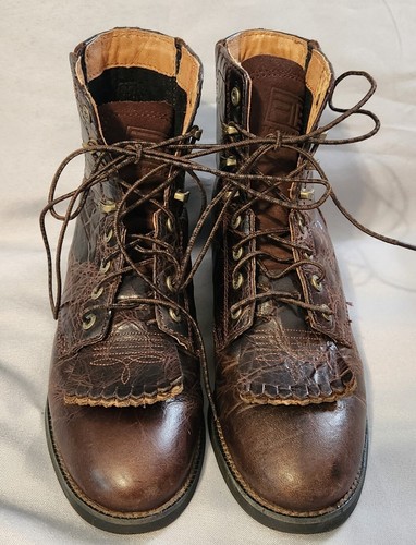 Ariat Leather Roper Western Lace Up Ankle Boots ~ Dark Brown ~ Size 7 ...