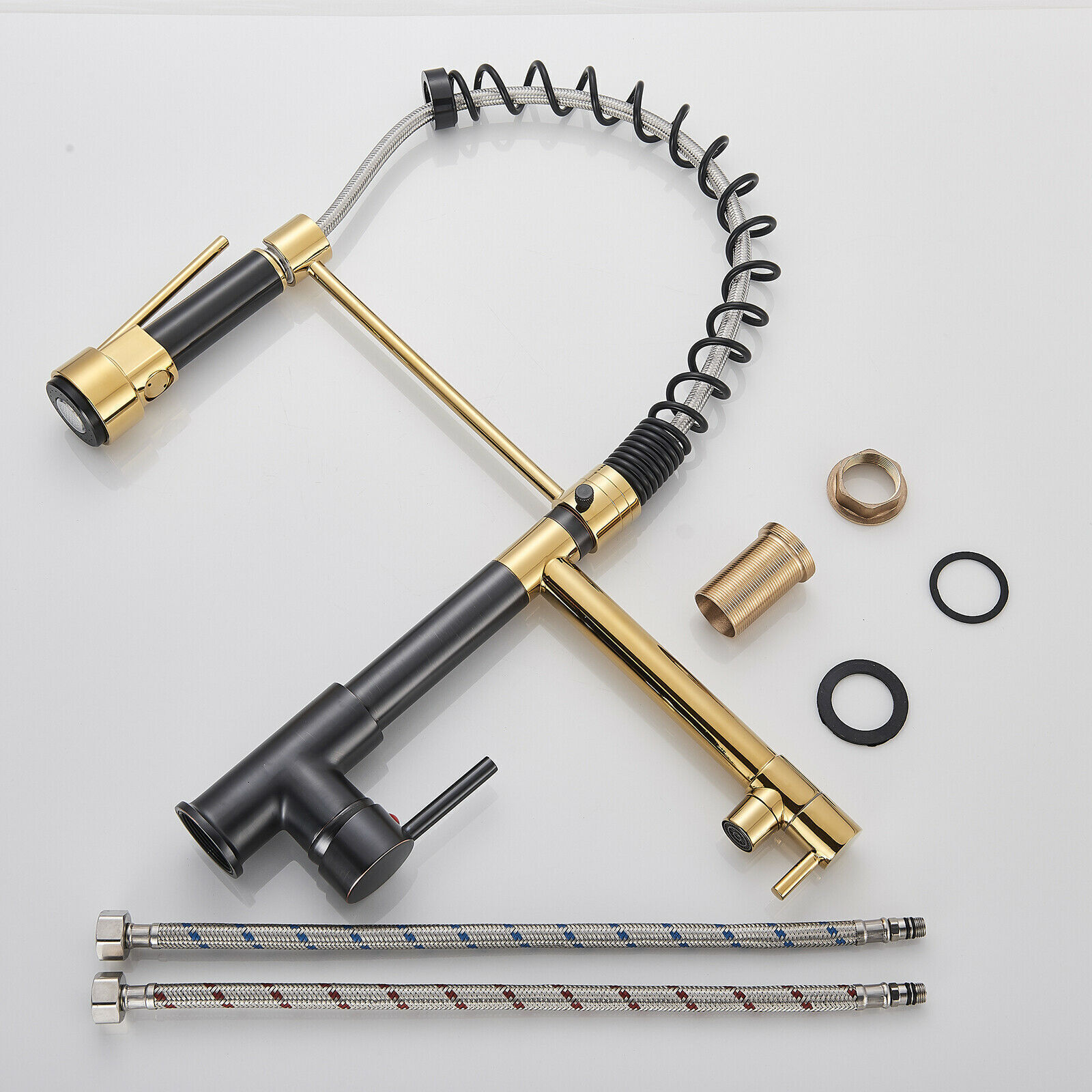 Commercial LED Kitchen Sink Spring Faucet Pull Down Sprayer Stainless ...