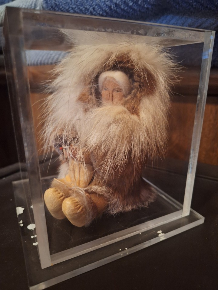 Vintage Alaskan Native Eskimo Doll Handmade W/ Leather Fur Parka ...