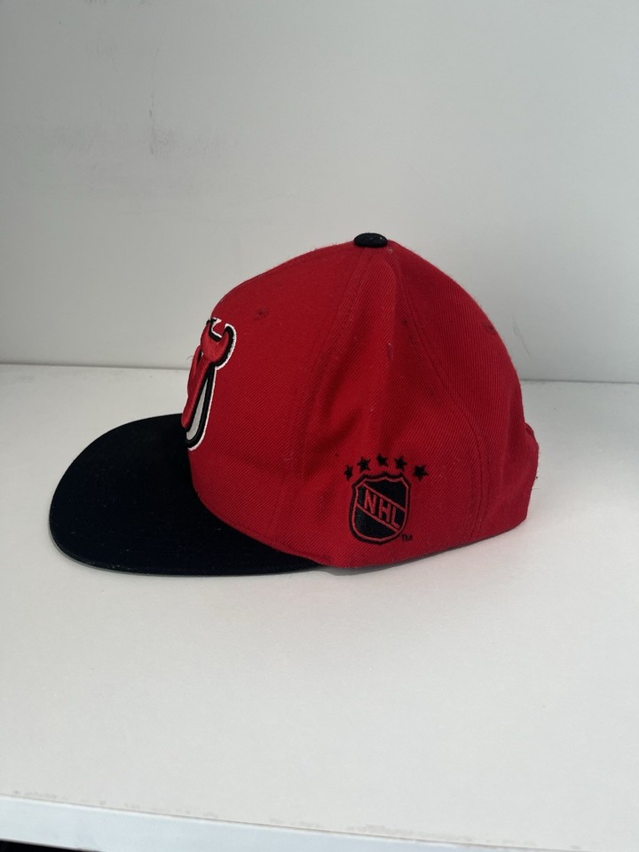 Vintage Logo 7 NJ New Jersey Devils NHL Hockey Snapback Hat Cap Red One ...