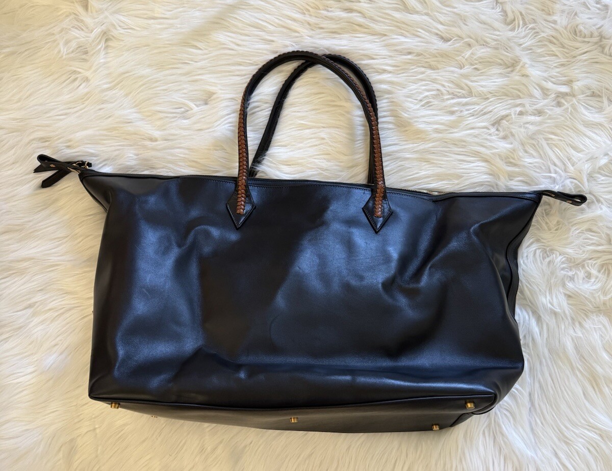 Metier London Verite Weekend Perriand Leather Elvis Black Cognac | eBay