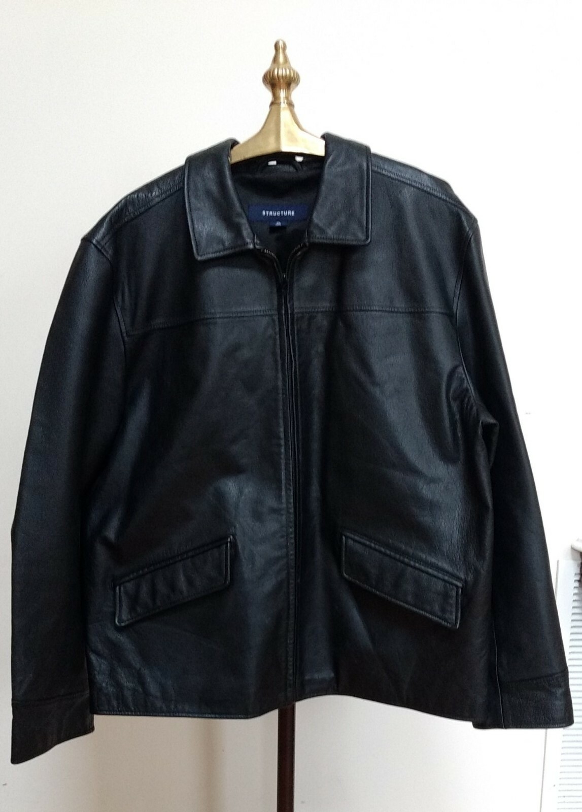 Vintage Structure Zip Black Collared Thick Pebbled Gr… - Gem