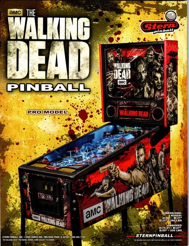 The Walking Dead Pinball Machine FLYER Original Game Artwork 2 Sides ...