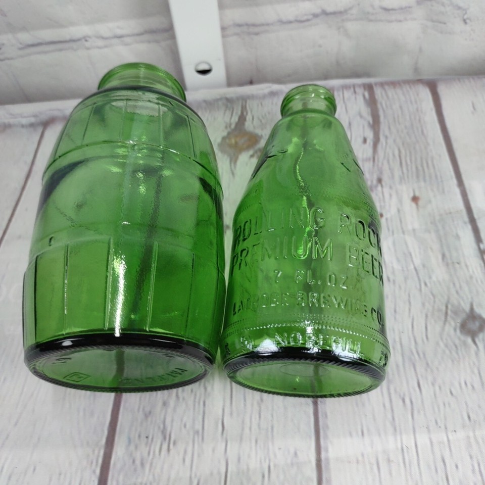 2 Vintage Green Bottles Rolling Rock Beer Bottle and Mickeys Malt ...