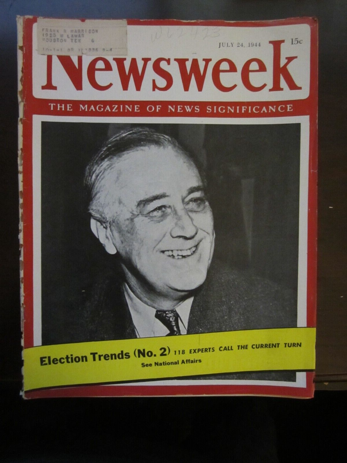 Newsweek Magazine July 1944 Election Trends FDR Franklin Delano ...