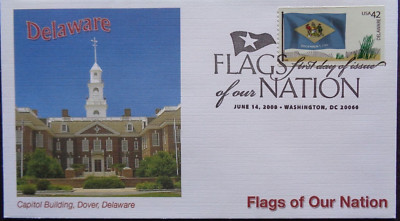 DELAWARE FLAGS OF OUR NATION CAPITOL BUILDING 2008 FLEETWOOD CACHET FDC ...