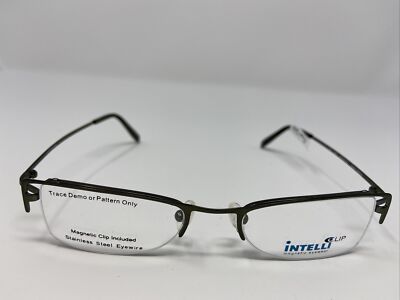 INTELLI CLIP BY ELITE EYEGLASSES FRAME 739 DARK GREEN 47-18-135 HALF ...