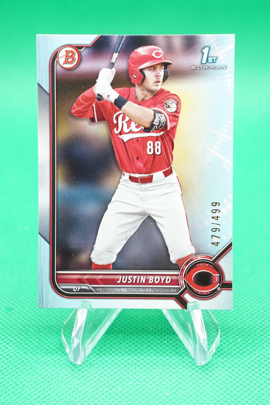 2022 Bowman Draft Base Sky Blue SP /499 #BD-13 Justin Boyd Cincinnati ...