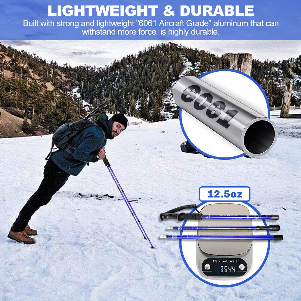 Trekking Walking Hiking Poles Sticks Aluminum Adjustable Alpenstock ...