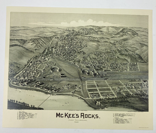 McKee's Rocks Pennsylvania 1901 Historic Panoramic Birdseye Town Map ...