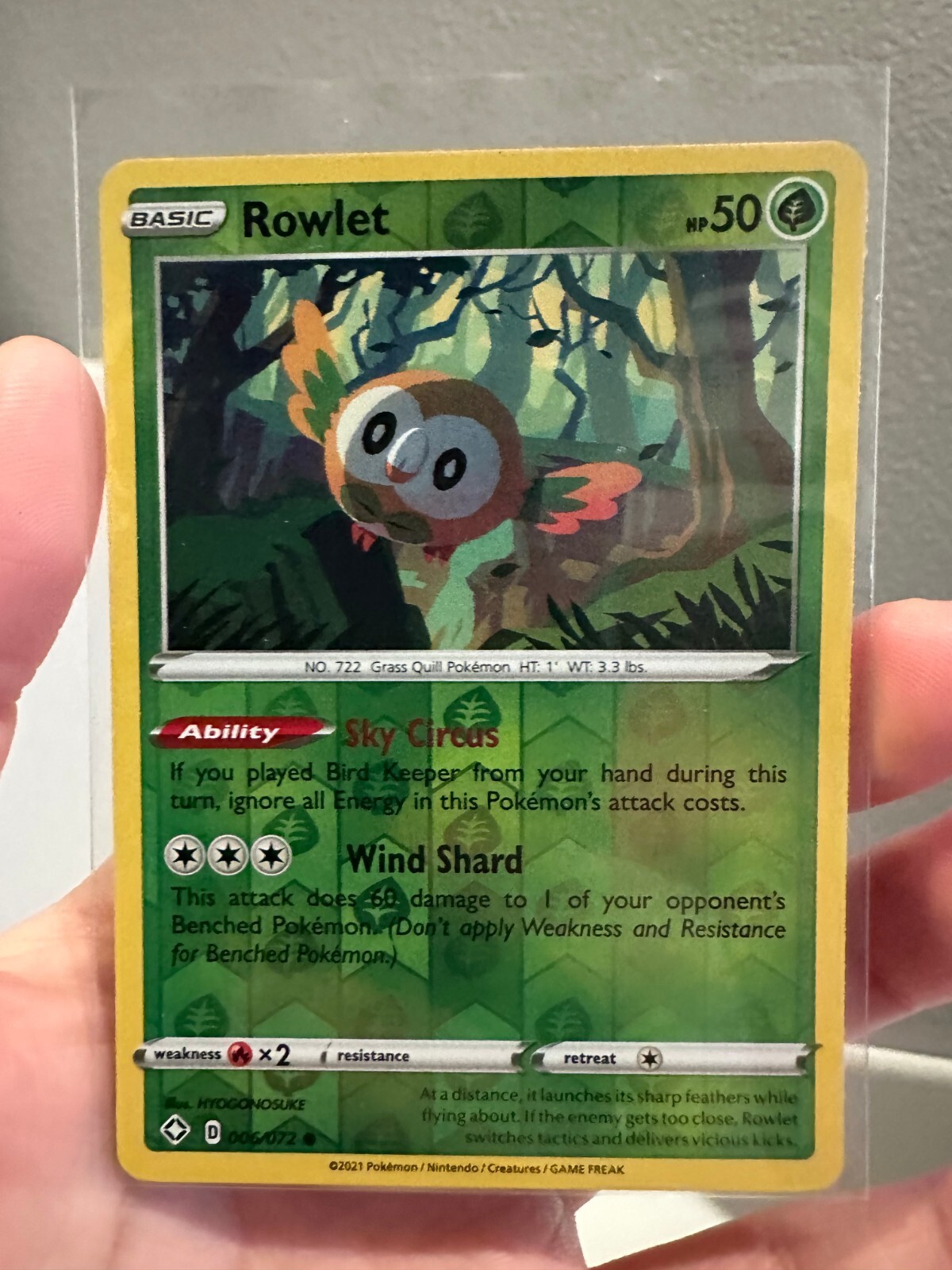1x Rowlet 6/72 TCG Pokemon Reverse Holo Shining Fates Common NM 1118 ...