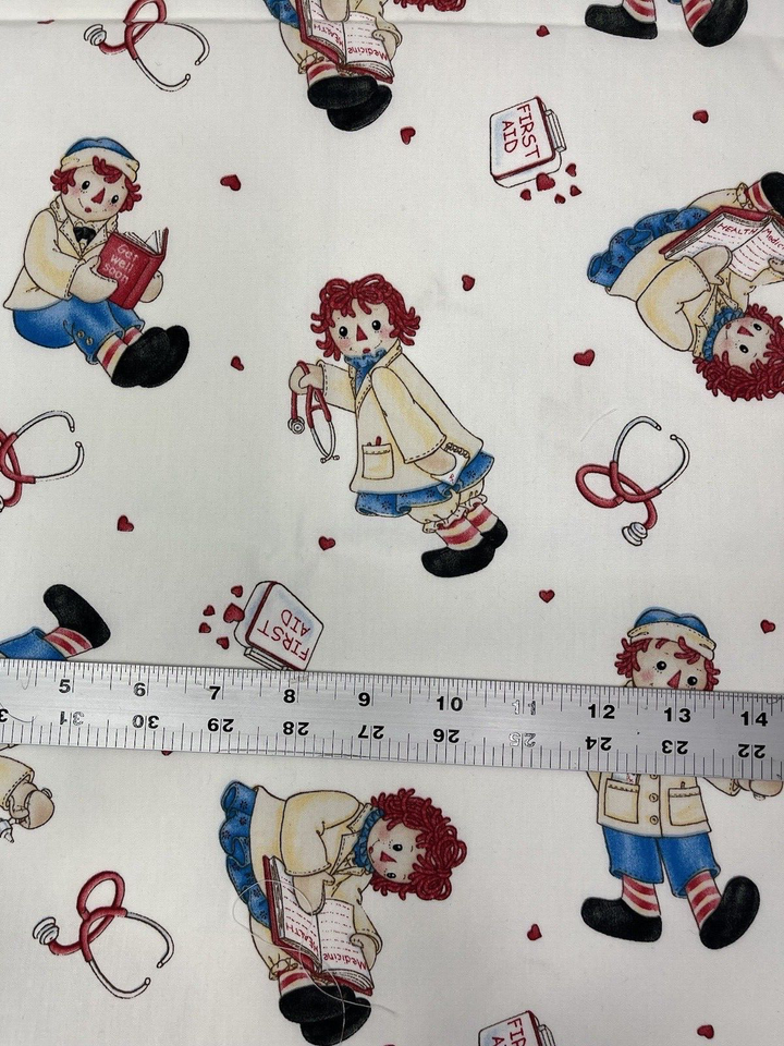 Raggedy Ann & Andy First Aid Doctor Fabric Cotton Panel Size 30”x 28 ...