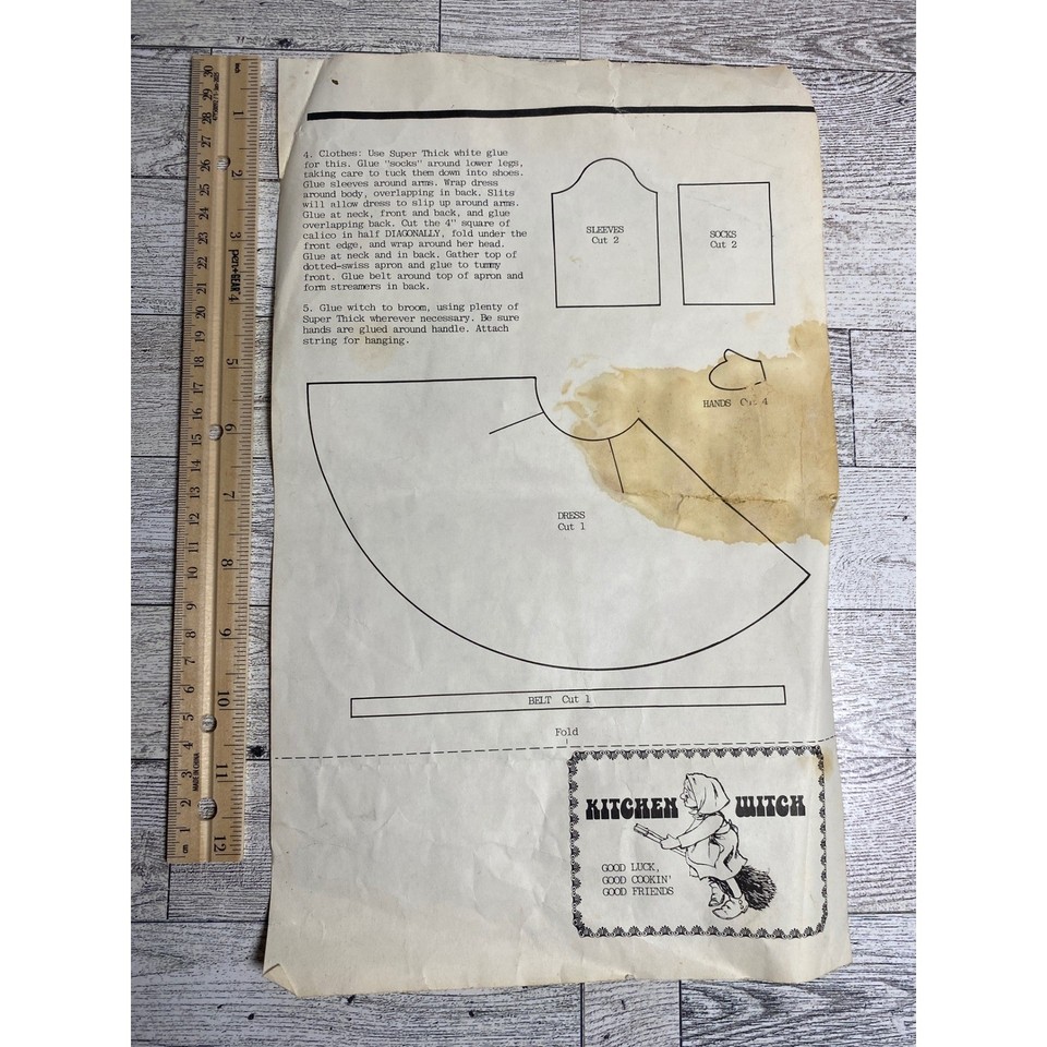Kitchen Witch Zim's Inc. 1979 ZP-185 Vintage Doll Making Instruction ...