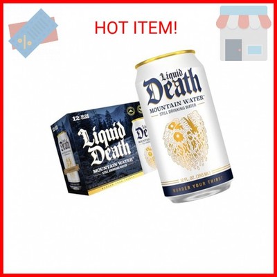 Liquid Death, Still Mountain Water, 12-Pack (12oz Cans), Real Mountain ...