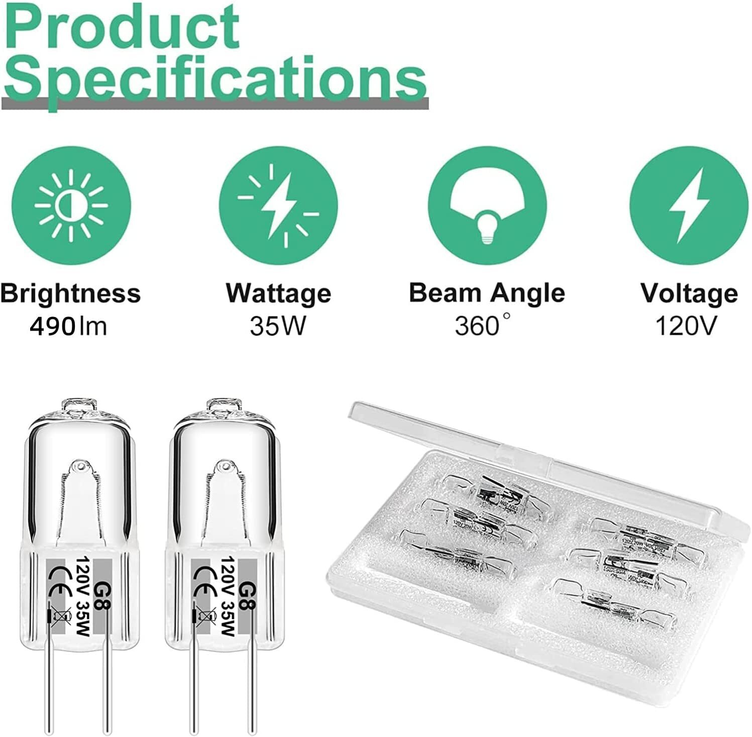 12Pack G8 Base JCD Type Light Bulb 35W 120V 35 WATT | eBay