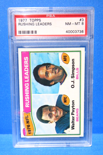 1977 Topps Card #3, WALTER PAYTON & O. J. SIMPSON, NFL Rushing Leaders ...