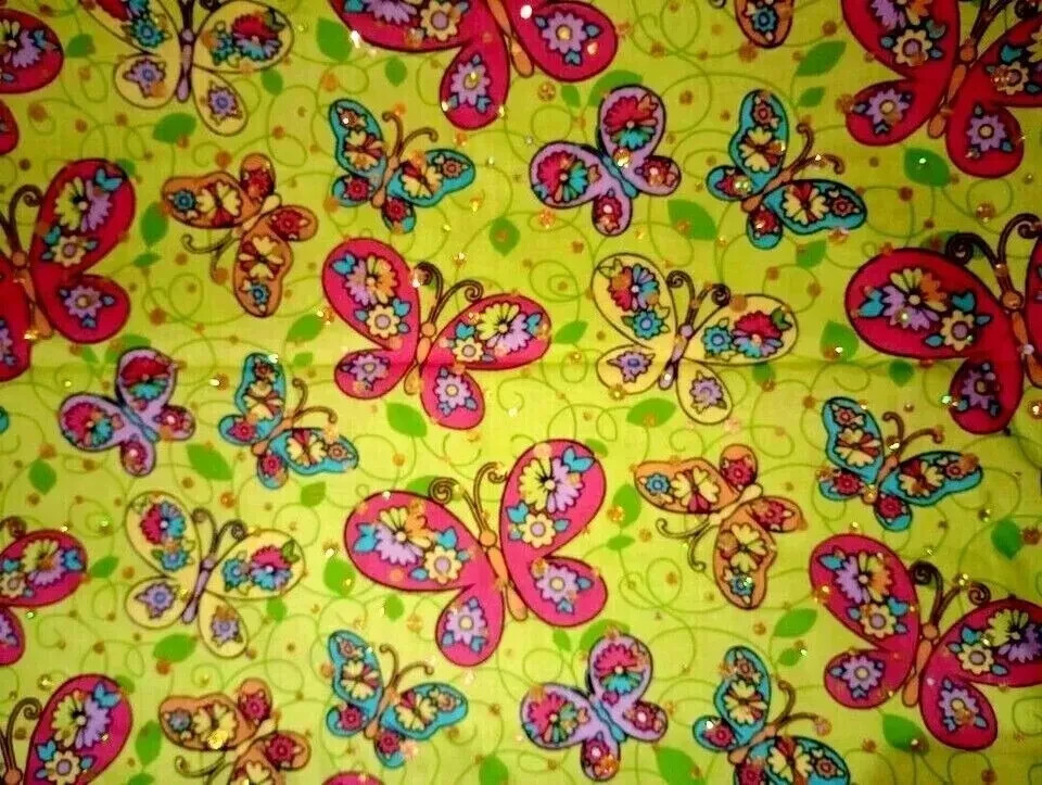 butterfly butterflies sequins fun fabric length piece 21 x 15 inch 1pc ...