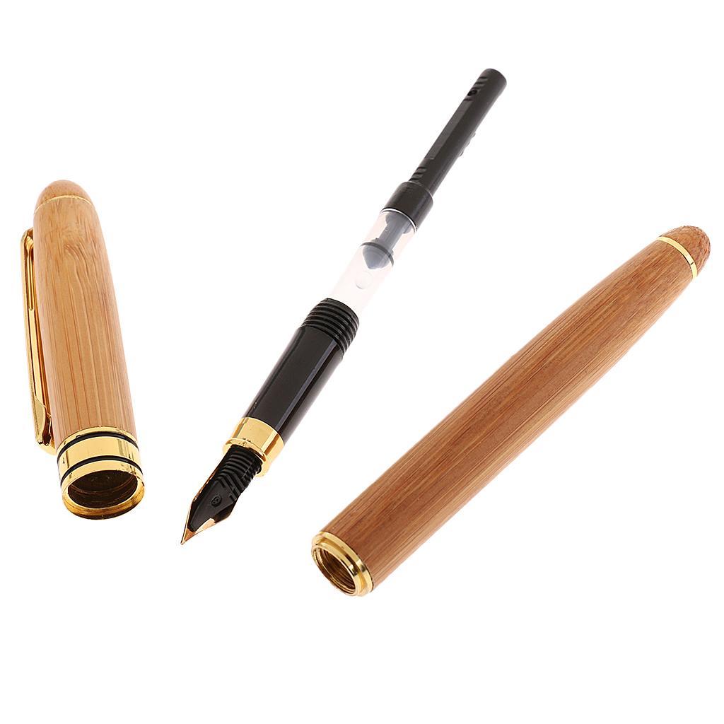 Bamboo Fountain Pen Sign Pen w/ Fine Nib Reusable Refillable Writing ...