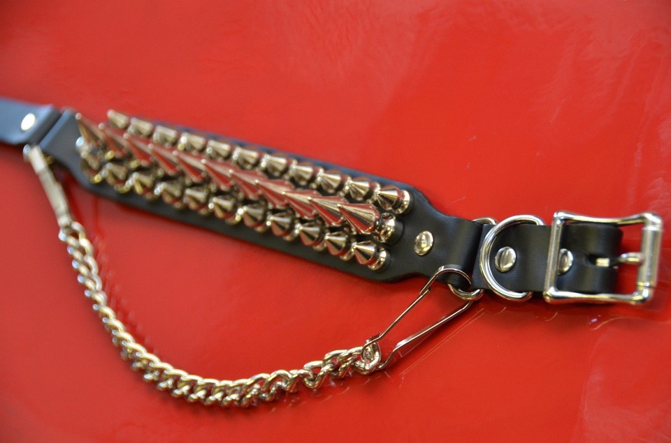Spiked Out Genuine Leather Boot Strap Chain Bikers Boot Retro Cowboy ...