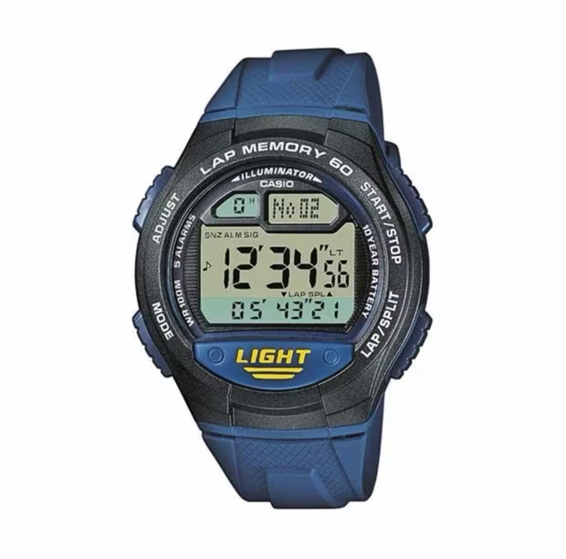 Casio Light Digital Black Resin Case Blue Strap Men's Wristwatch Watch ...