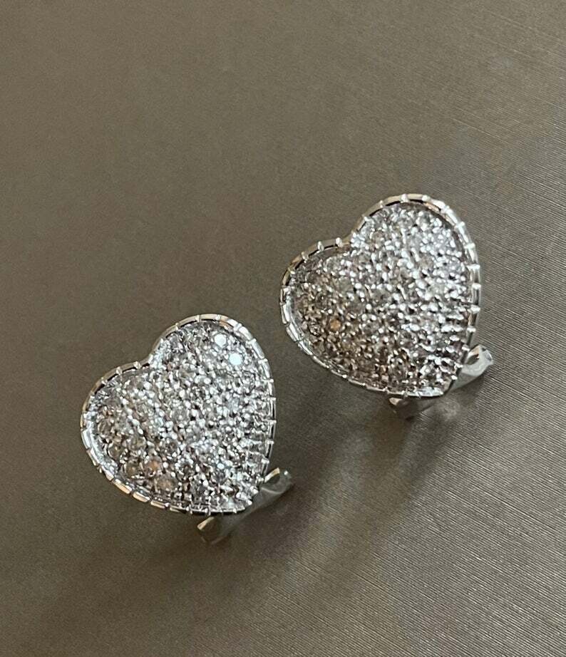 1.50 ct Round Natural Moissanite Omega Back Earrings 14K White Gold ...