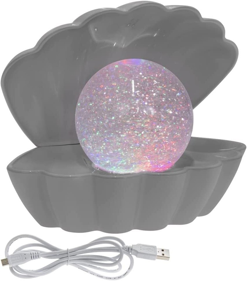 Glitter Pearl Sea Shell Colour Changing LED Mood Light - Colour Choice ...