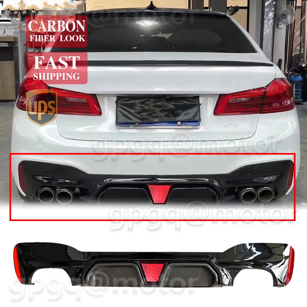 For BMW G30 530i 540i 17-2023 M5 CS Style Carbon Rear Bumper Diffuser W ...