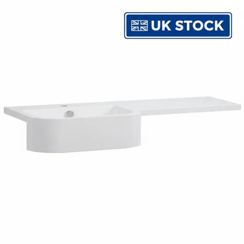 Tavistock Match 1200mm Isocast Basin White Left Hand Integrated Worktop ...