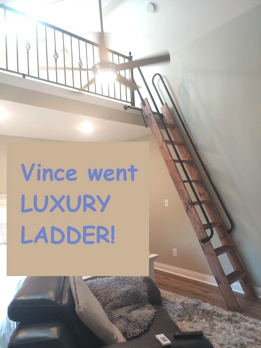 Custom Loft Library Ladder Half-Log or Dimensional for: Cabin,Attic ...