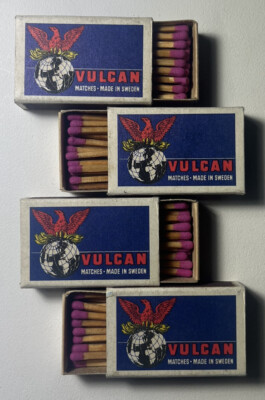LOT OF 4x VINTAGE VULCAN MATCHBOX MATCHES MADE IN SWEDEN. | eBay