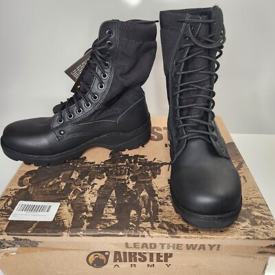 AIRSTEP Army NEW 3024 Black Leather Military Tactical Boot Waterproof ...