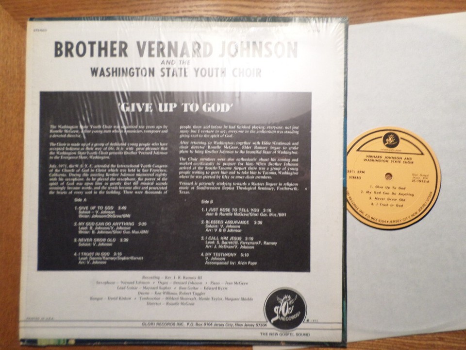 GLORI LP RECORD/BROTHER VERNARD JOHNSON/WASHINGTON STATE YOUTH CHOIR ...