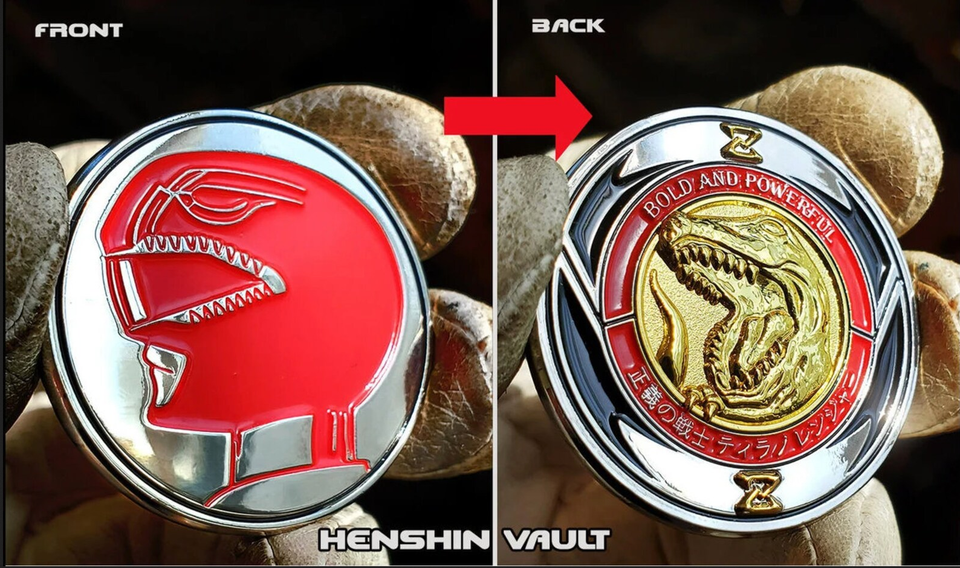 1 Red Ranger metal Challenge coins Zyuranger mighty Power Rangers no ...