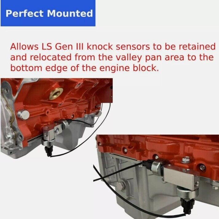 Knock Sensor & Harness Relocation Bracket For GM Gen III LS LS1 LM7 LR4 ...