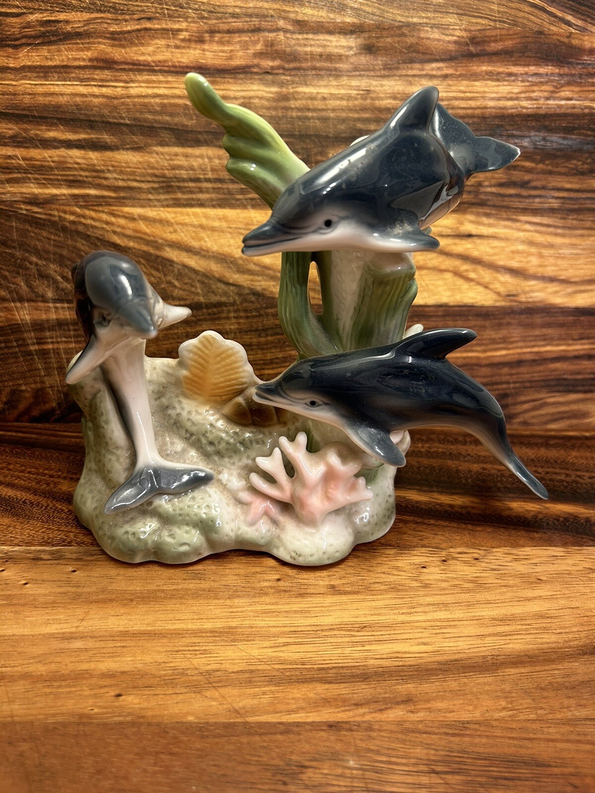Porcelain Dolphins Nice Sculpture High Gloss Finish Family Of 3 | eBay