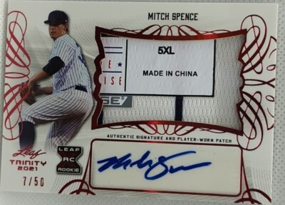 MITCH SPENCE 2021 Leaf Trinity DUAL AUTO Jersey LAUNDRY TAG PATCH SP ...