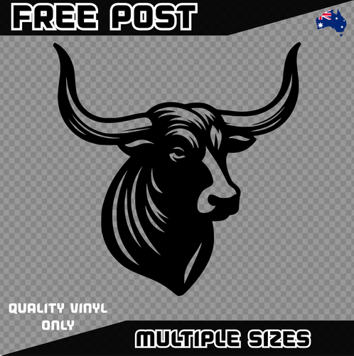 Bull Sticker Car Decal Long Horn Cow Country Cowboy Outback Bull Head ...
