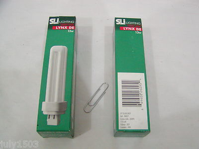 Two SLI 13 watt 13w/827 Twin Double Tube 4 pin G24q-1 base CFL 2700K | eBay