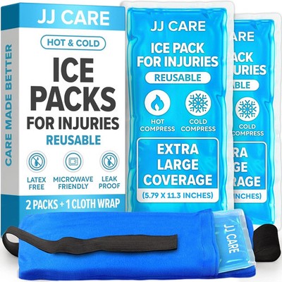 Ice Packs for Injuries Reusable (Pack of 2, XL) - Gel Ice Packs ...