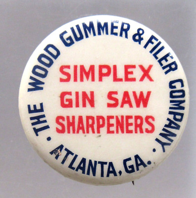 vintage SIMPLEX GIN SAW SHARPENERS Atlanta GA 1.25" pinback button ...