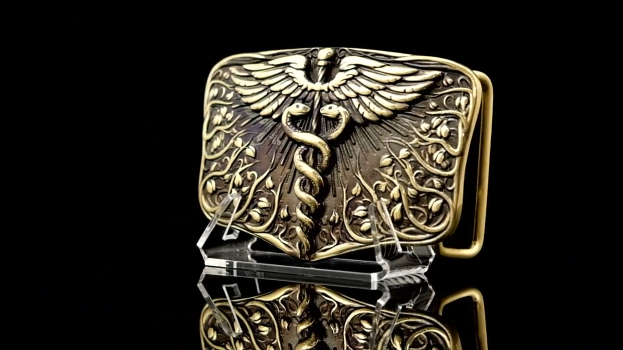 Medical brass belt buckle Caduceus, Handmade physician Medical Corps ...